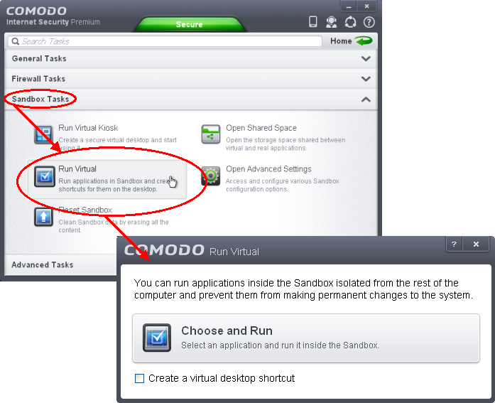 Running Browsers inside Sandbox, Virus Infection Free Software Execution | Comodo Internet ...